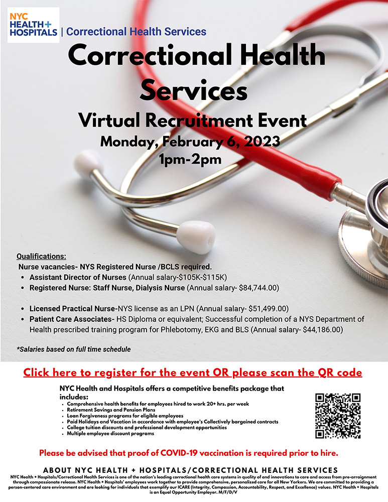 Correctional Health Services Virtual Recruitment Event - NYC Health ...