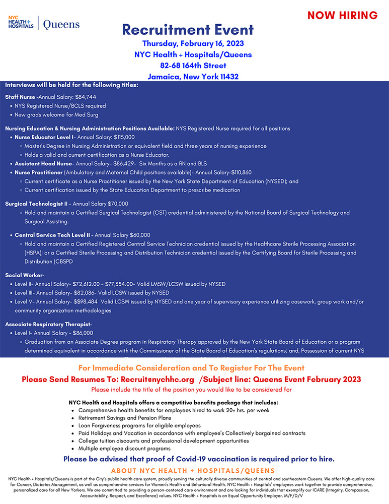 Queens Recruitment Event - NYC Health + Hospitals