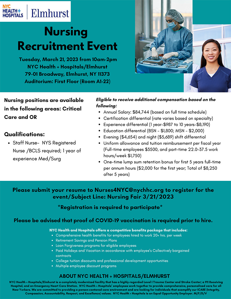 Elmhurst Nursing Recruitment Event - NYC Health + Hospitals