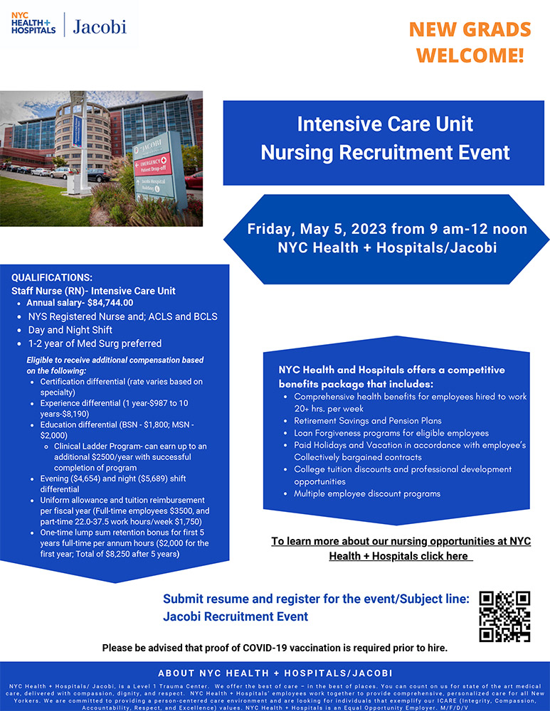 Jacobi Intensive Care Unit Nursing Recruitment Event - NYC Health + Hospitals