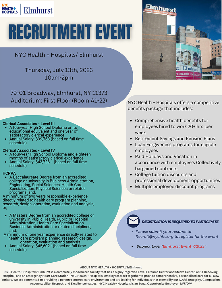 Elmhurst Recruitment Event - NYC Health + Hospitals