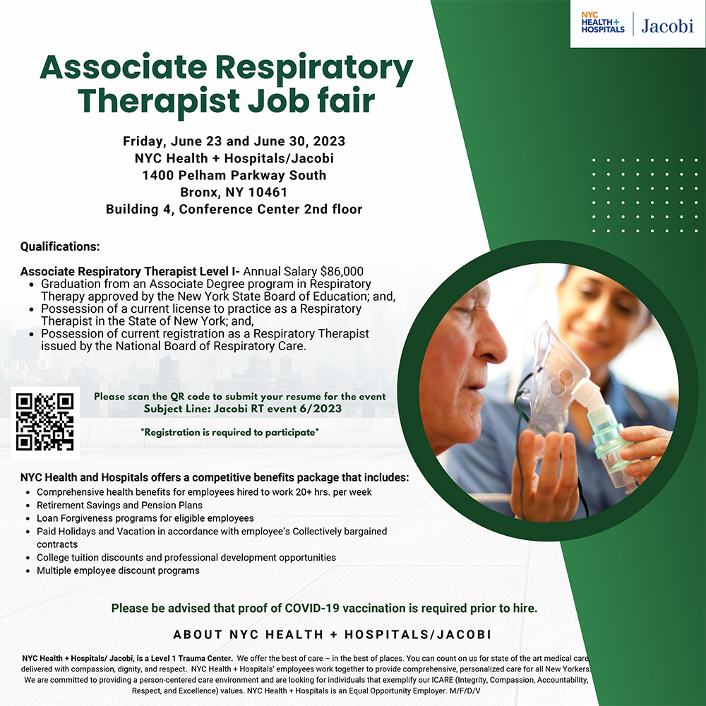 Jacobi Associate Respiratory Therapist Job Fair - NYC Health + Hospitals