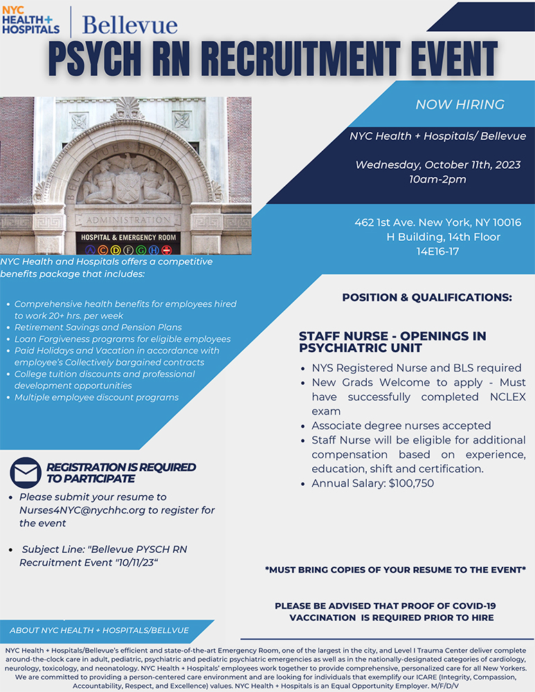 Bellevue Psych RN Recruitment Event - NYC Health + Hospitals