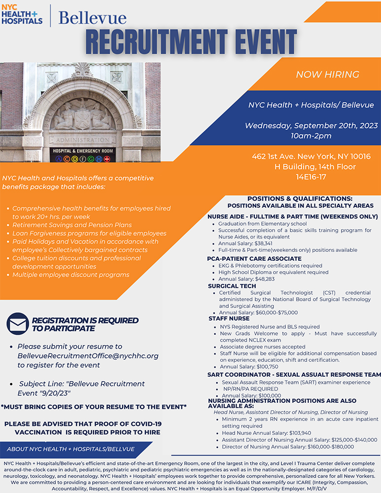 Bellevue Nursing Recruitment Event - NYC Health + Hospitals