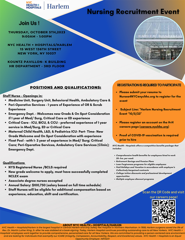 Harlem Nursing Recruitment Event - NYC Health + Hospitals