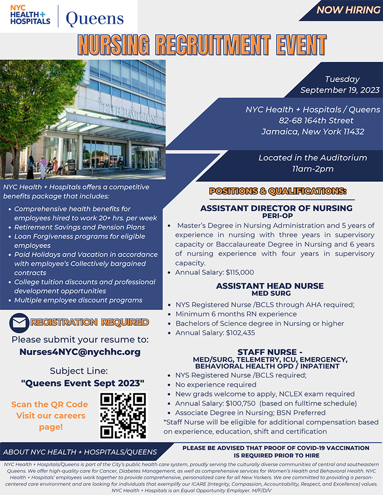 Queens Nursing Recruitment Event - NYC Health + Hospitals