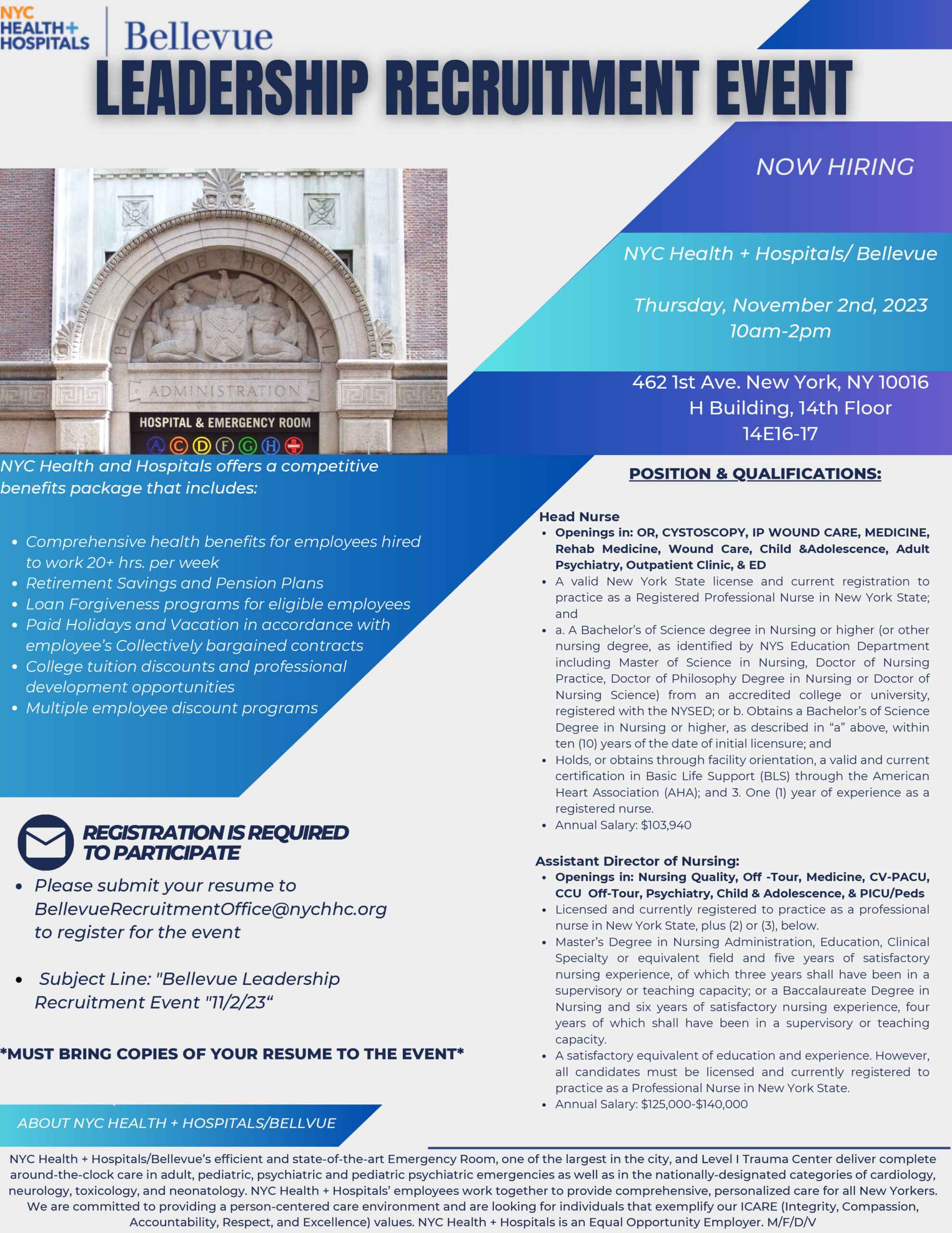 Bellevue Psych RN Recruitment Event - NYC Health + Hospitals