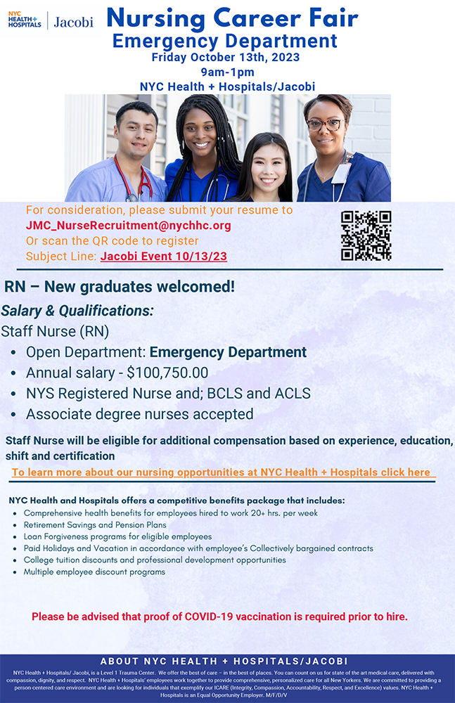 Jacobi Nursing Career Fair Emergency Department - NYC Health + Hospitals