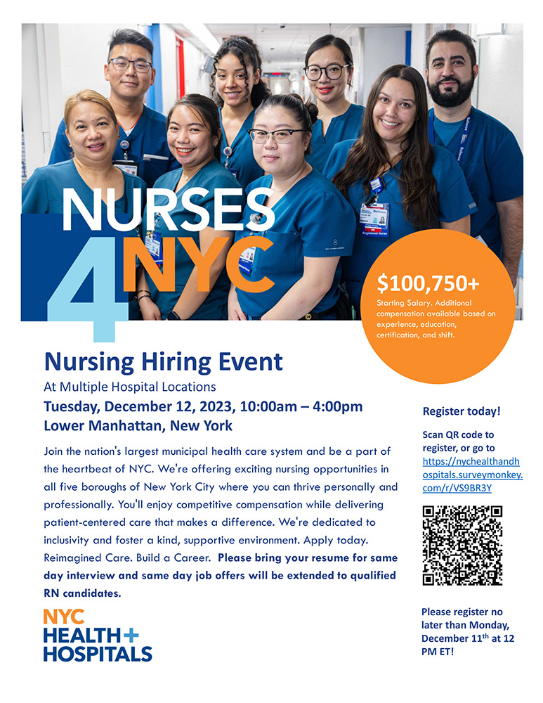 NURSES4NYC Nursing Hiring Event - NYC Health + Hospitals