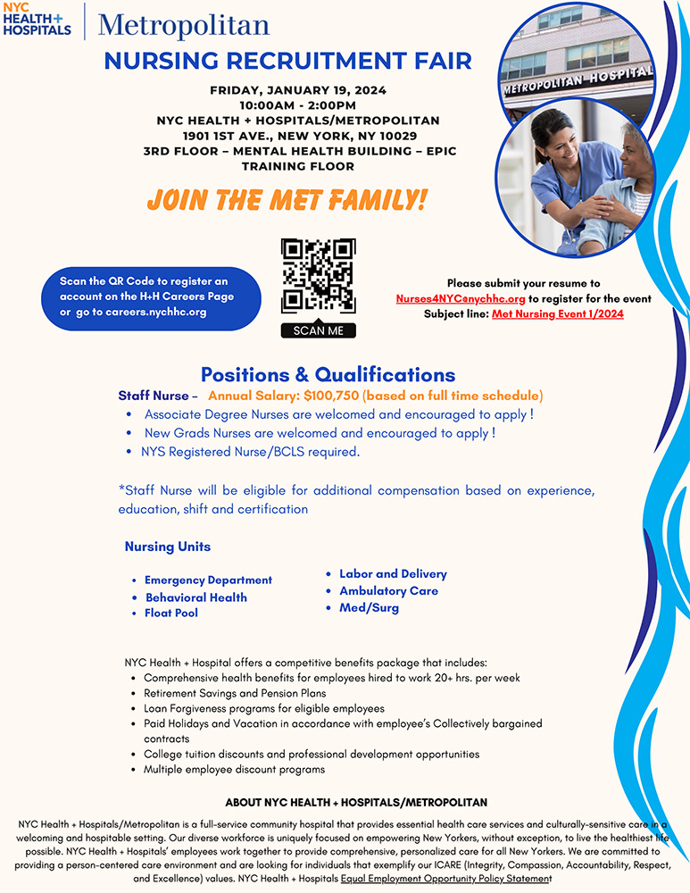 Metropolitan Nursing Recruitment Fair - NYC Health + Hospitals