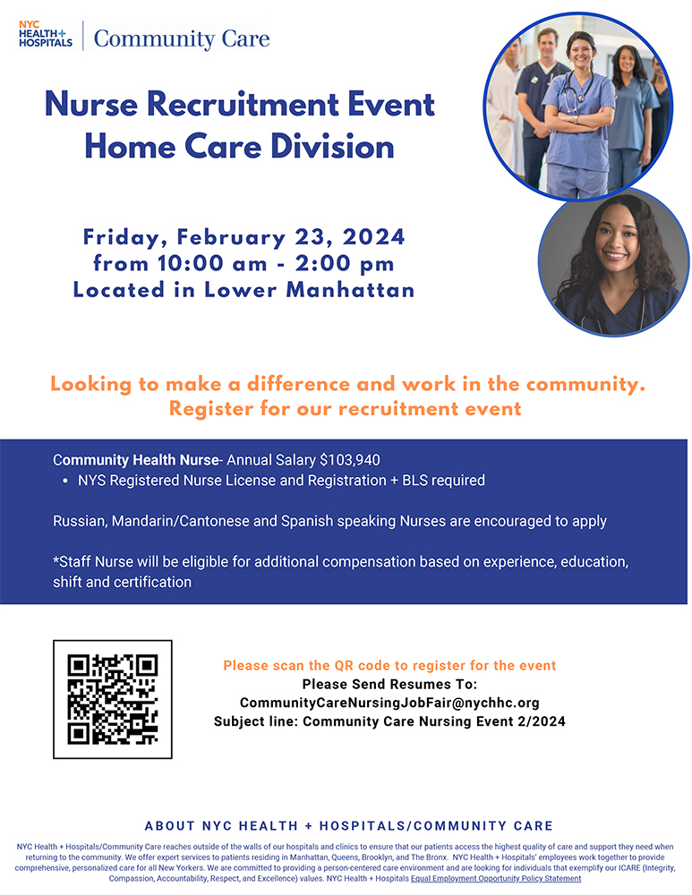 Community Care Nurse Recruitment Event Home Care Division - NYC Health ...