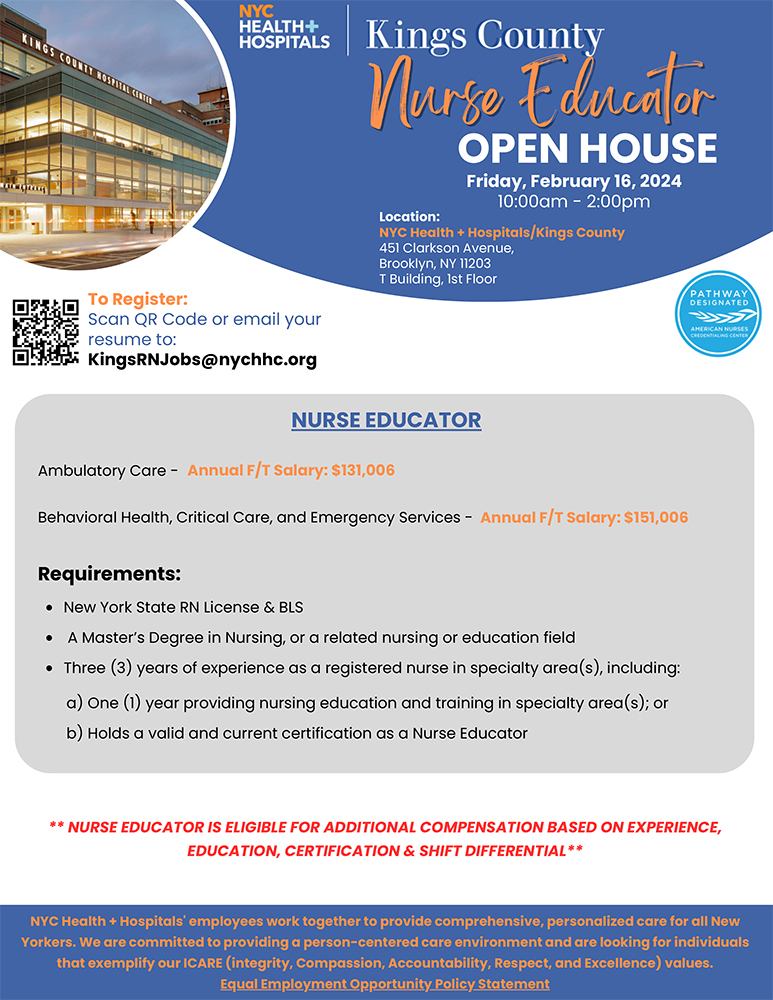 Kings County Nurse Educator Open House - NYC Health + Hospitals