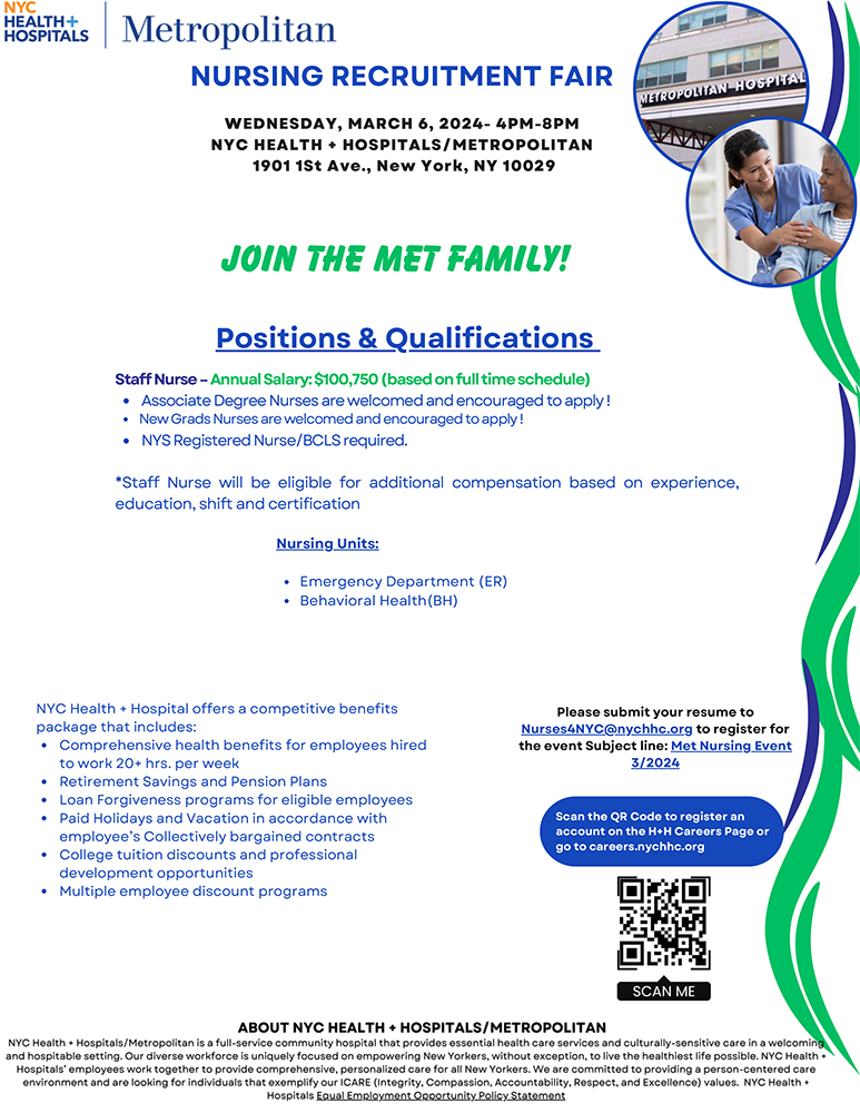 Metropolitan Nursing Recruitment Fair - NYC Health + Hospitals