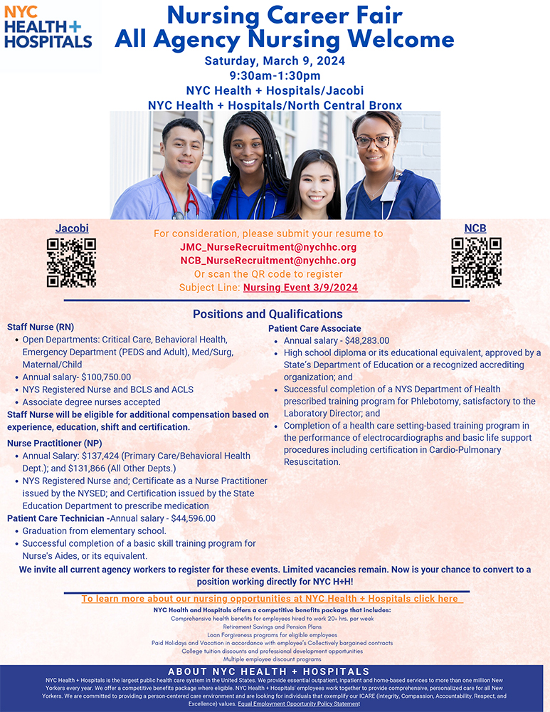 North Central Bronx Nursing Career Fair All Agency Nursing Welcome ...