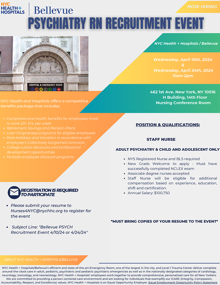 Bellevue Psychiatry RN Recruitment Event - NYC Health + Hospitals