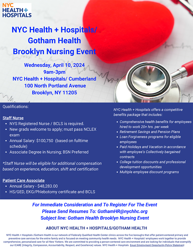 NYC Health + Hospitals/Gotham Health Brooklyn Nursing Event - NYC ...