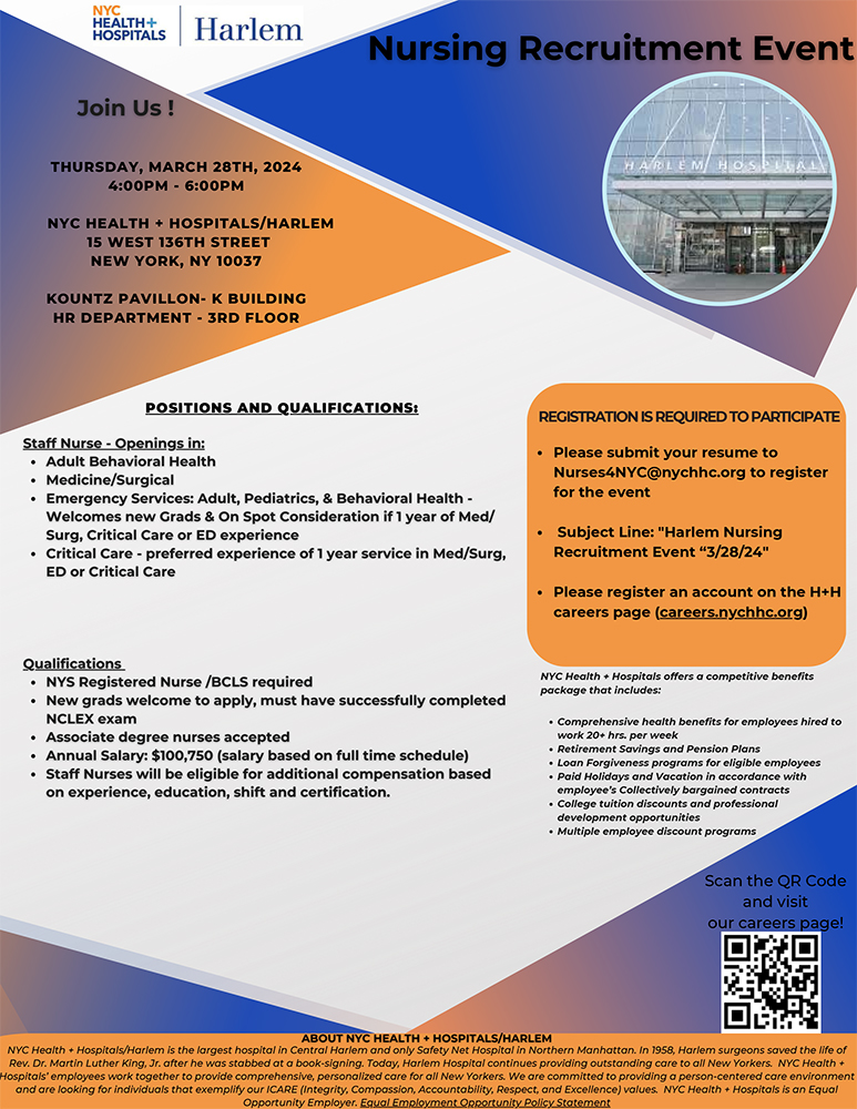 Harlem Nursing Recruitment Event - NYC Health + Hospitals