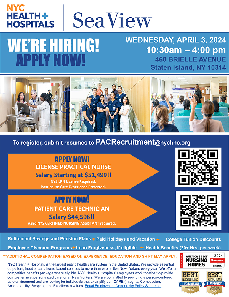 Sea View We're Hiring! Apply Now! - NYC Health + Hospitals