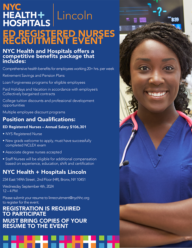 Lincoln ED Registered Nurses Recruitment Event - NYC Health + Hospitals