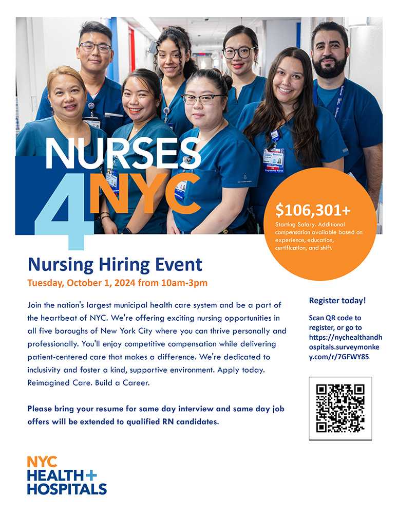 Nurses4NYC Nursing Hiring Event - NYC Health + Hospitals