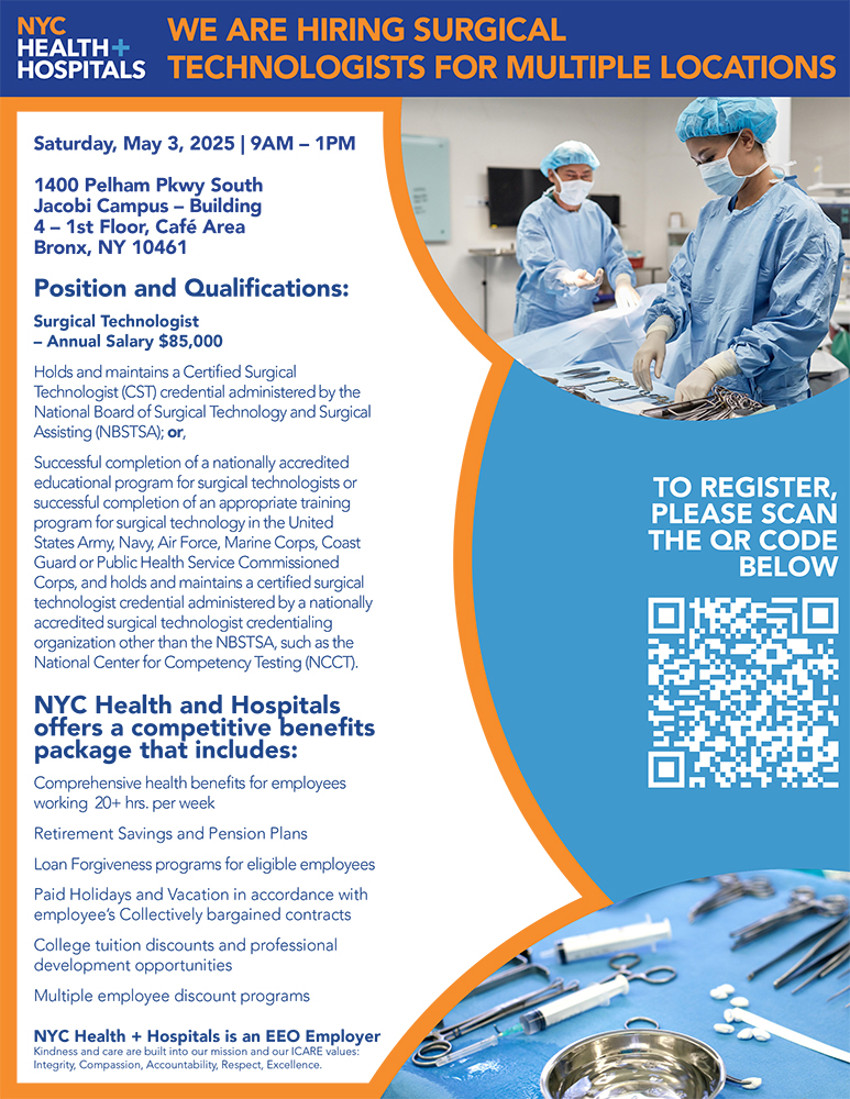 We Are Hiring Surgical Technologists for Multiple Locations - NYC ...