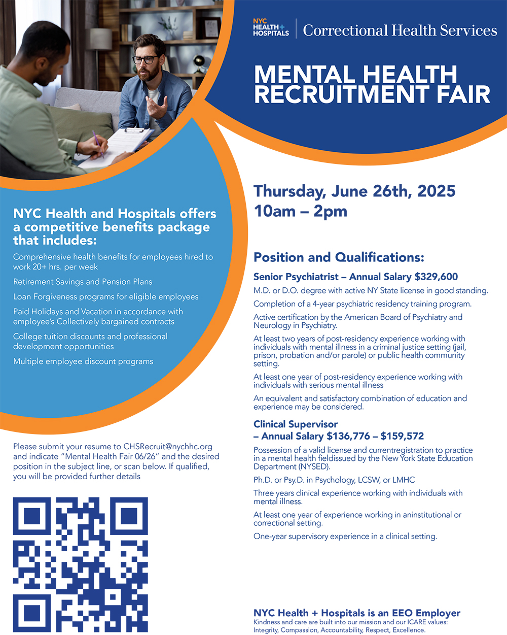 Correctional Health Services Mental Health Recruitment Fair - NYC ...